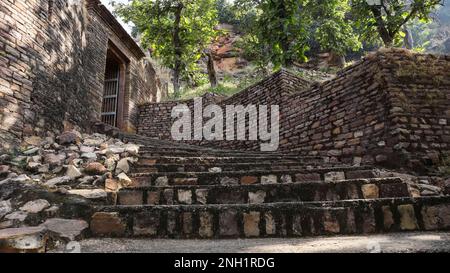 Entrance Stairs of Ajaygarh Fort, Ajaigarh was founded in 1765 by Guman ...
