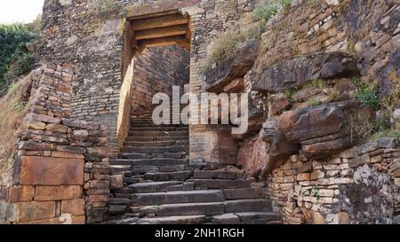 Entrance Stairs of Ajaygarh Fort, Ajaigarh was built in 1765 by Guman ...