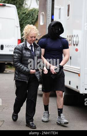 Lewes, UK. 20th Feb, 2023. Pietro Addis arrives at Lewes Crown Court ...
