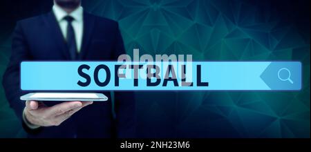 Sign displaying Softball. Business approach a sport similar to baseball ...