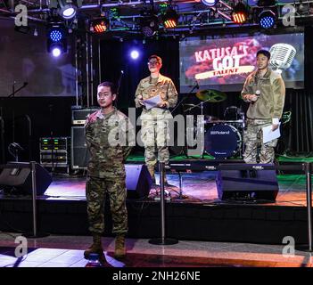 South Korean KATUSA Soldier Pfc. Min Su Kim places the U.S. Army ...