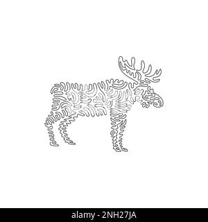 Minimalistic One Line Moose Deer Icon. Moose or Caribou Reindeer one ...