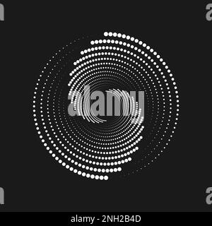 A black circle of dotted semitones on a light background. A design ...