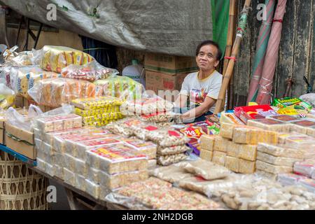 Urban scene from Maha Bandoola Road in Chinatown of Yangon. Myanmar is ...