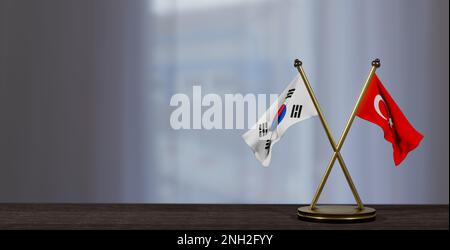 Flags of Turkey and South Korea on White Background Stock Photo - Alamy