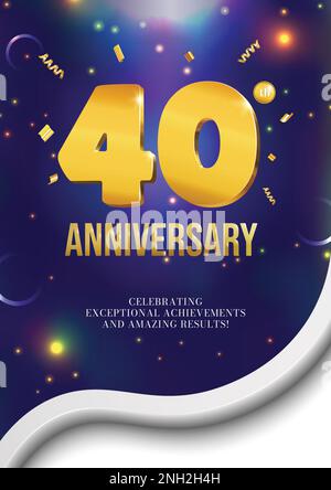 40 years Anniversary Party Flyer Template. Wedding Invitation card in ...