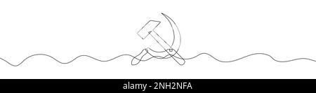 Continuous linear drawing of sickle. Single line drawing of sickle ...