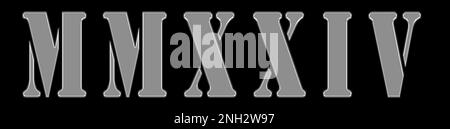 the year 2024 in roman numerals on metallic platelets in stenciled ...