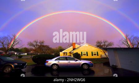Rainbow over Stony Brook Long Island New York Stock Photo - Alamy