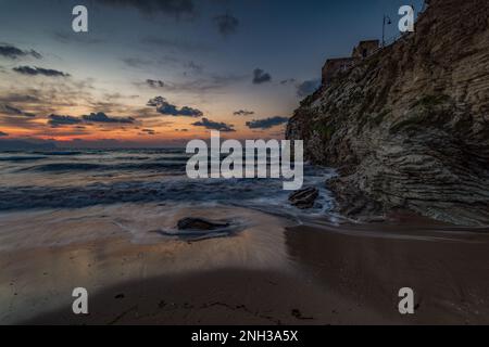 Terrasini beach at dusk, Sicily Stock Photo - Alamy