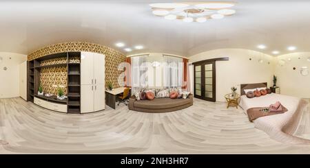 360° view of full hdri 360 panorama view in bedroom room in luxury ...