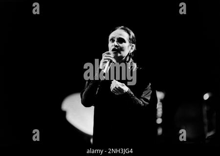 Archives 90ies, French singer Barbara performs at Fourvières festival ...