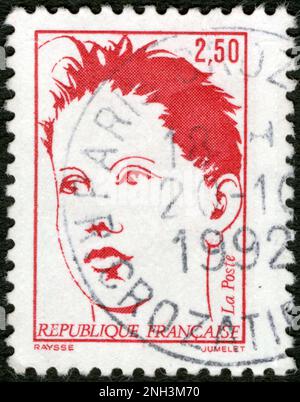 TIMBRE OBLITÉRÉ MARIANNE ROUGE. RÉPUBLIQUE FRANÇAISE. LA POSTE. 2,50 ...