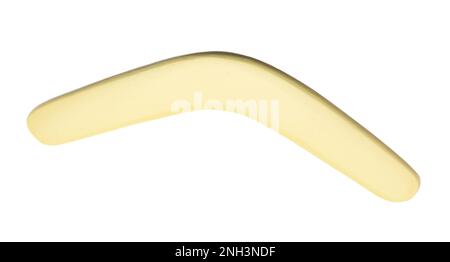 Yellow boomerang isolated on white. Outdoors activity Stock Photo - Alamy