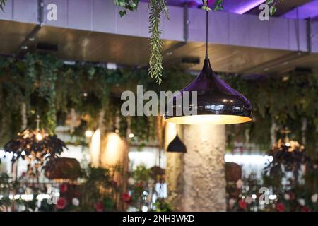 Light gold frame mockup and lilac on gray wash background flat lay copy ...