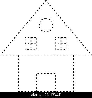 Tracing house dotted lines shape for preschool and kindergarten school ...