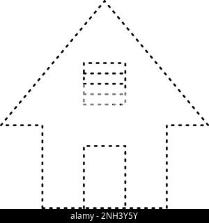 Tracing house dotted lines shape for preschool and kindergarten school ...