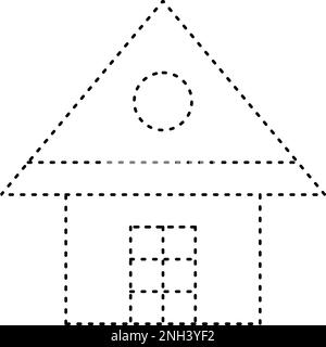 Tracing house dotted lines shape for preschool and kindergarten school ...
