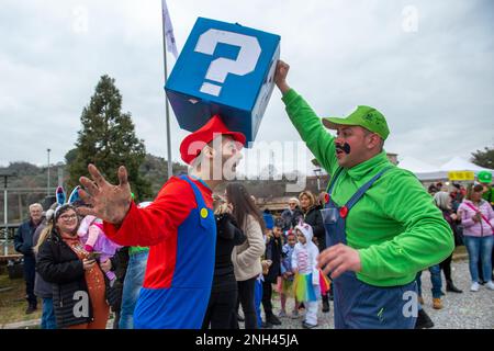 The walking group of the Super Mario and Luigi masked float during the ...