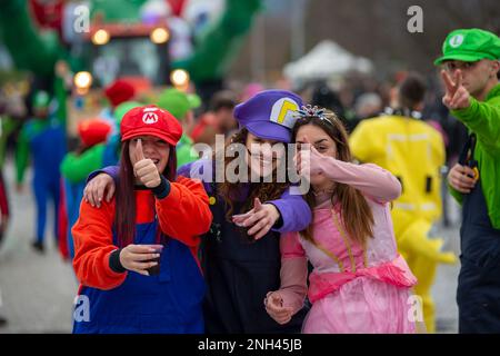 The walking group of the Super Mario and Luigi masked float during the ...