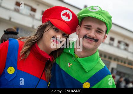 The walking group of the Super Mario and Luigi masked float during the ...