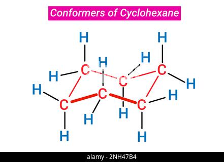 Cyclohexane molecule - structural chemical formula and model. Vector ...