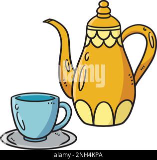 Tea Set Cartoon Colored Clipart Illustration Stock Vector Image & Art ...