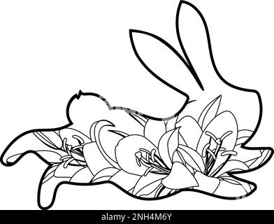 Laser cut Easter bunny rabbit. Floral fancy hare with laser cut pattern ...