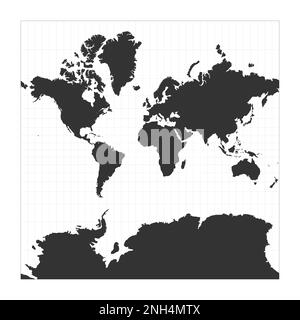 Vector world map. Spherical Mercator projection. Plain world ...