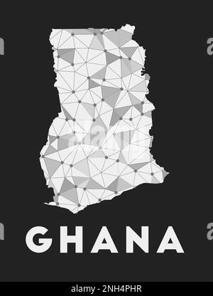 Network map of Ghana. Country digital connections map. Technology ...