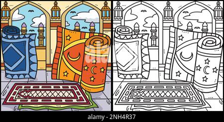 Ramadan Prayer Mats Coloring Page for Kids Stock Vector Image & Art - Alamy