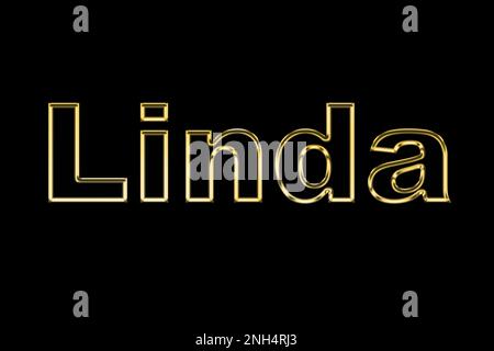 Female name . Gold 3D icon on black background. Decorative font ...