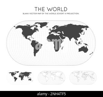 World Map. Eckert III projection. Futuristic world illustration for ...