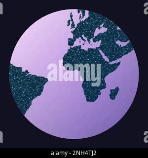 Map of The World. Gnomonic projection. Globe with latitude and ...