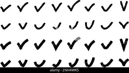 Doodle check marks. Hand drawn checkbox, examination mark and checklist marks Stock Vector Image ...