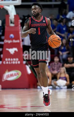 Houston guard Jamal Shead advances the ball against SMU during an NCAA ...