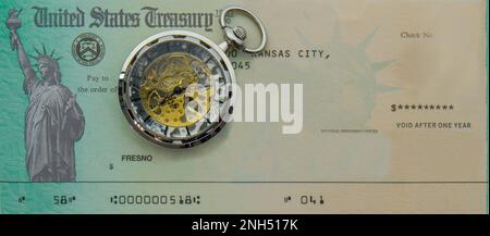Statue of Liberty on a US treasury check Stock Photo - Alamy