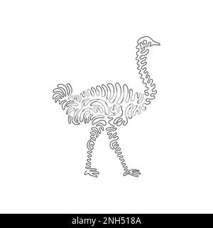 Continuous line drawing. Ostrich walking symbol. Logo of the Ostrich ...