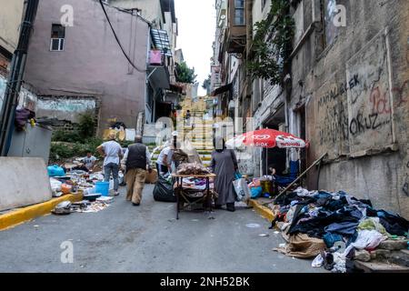 Street life in Dolapdere Beyoğlu Istanbul Turkey. Neighborhoods in ...