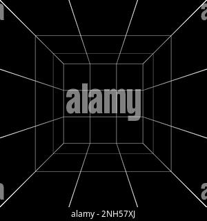 Square room, hallway, studio or portal wireframe in perspective on ...