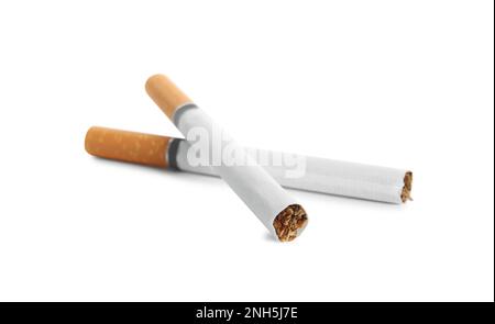 Cigarettes with orange filters isolated on white Stock Photo - Alamy