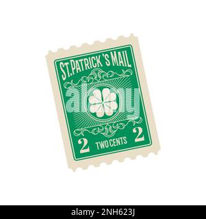 Saint Patrick day antique postcard, postage stamp on vintage mail ...