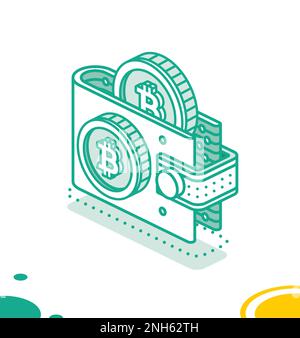 bitcoin token line icon, outline symbol, vector illustration, concept ...