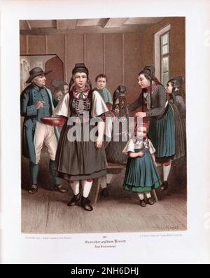 German folk costume. Grand Duchy of Hesse (Grosshezogthum Hessen). 19th ...