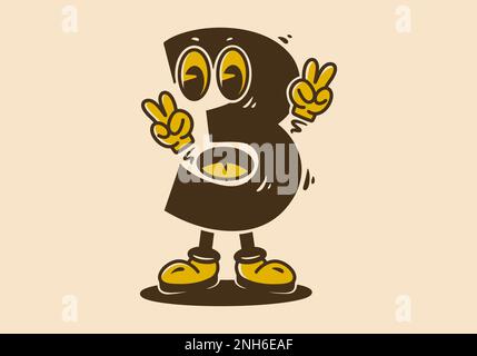 Standing number three mascot character illustration design Stock Vector ...