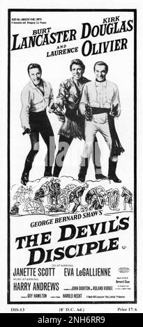 THE DEVIL'S DISCIPLE 1959 United Artists film with from l: Janette Scott, Kirk Douglas, Burt ...