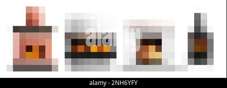 Fireplace realistic set with four isolated images of chimney with ...