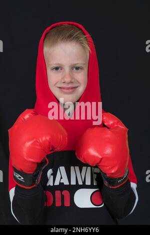 Little boy doing boxing Stock Photo - Alamy