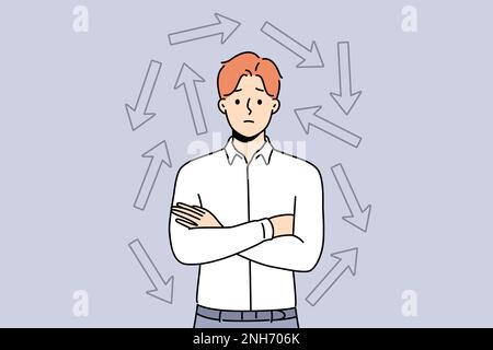 Confused man with arrows facing different directions Stock Vector Image ...