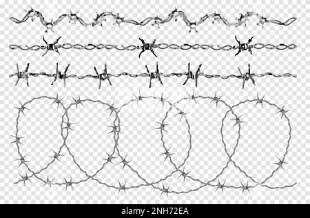 Barb metallic seamless set with fence warning symbols realistic ...